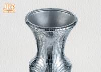 China Home Decor Trumpet Shaped Fiberglass Planters Table Vases Silver Mosaic Glass Finish for sale