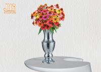 China Home Decor Trumpet Shaped Fiberglass Planters Table Vases Silver Mosaic Glass Finish for sale