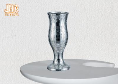 China Decorative Indoor Small Fiberglass Planters Table Vases Silver Mirror Mosaic Finish for sale