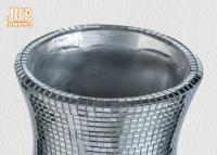 China Decorative Indoor Small Fiberglass Planters Table Vases Silver Mirror Mosaic Finish for sale