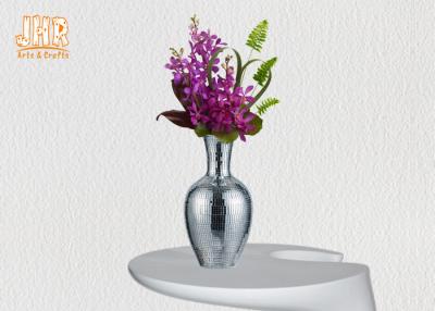 China Fiberglass Table Vase Silver Mosaic Glass Vases For Artificial Flowers Home Decorations for sale