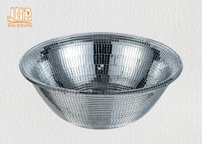 China Round Shape Shining Fiberglass Flower Bowls Silver Mosaic Glass 31cm × 11cm for sale