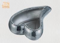 China Heart Shape Mosaic Fiberglass Decoration Flower Serving Bowl Silver Mirror for sale