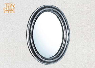 China Oval Industrial Style Fiberglass Furniture Silver Mosaic Glass Framed Wall Mirror for sale