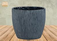 China Round Planters Fiber Clay Flower Pots Outdoor Flower Planter Patio Planters Grey Bowl Planters for sale