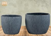 China Round Planters Fiber Clay Flower Pots Outdoor Flower Planter Patio Planters Grey Bowl Planters for sale