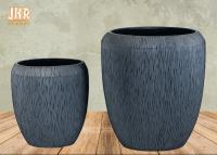 China Clay Garden Pots Large Fiberclay Plant Pots Outdoor Clay Planters Painted Flower Pots Gray Color for sale