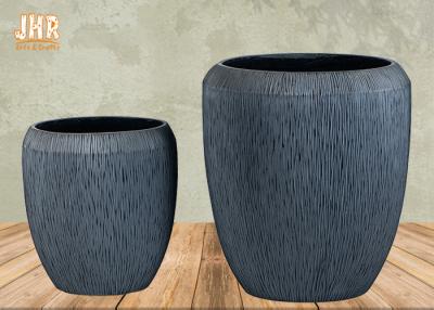 China Clay Garden Pots Large Fiberclay Plant Pots Outdoor Clay Planters Painted Flower Pots Gray Color for sale