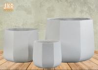 China Frosted Clay Plant Pots Homewares Decorative Items Geometric Flower Pots Garden Pots White Color for sale