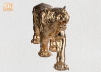 China Large Gold Leafed Polyresin Animal Figurines Tiger Sculpture Table Statue for sale