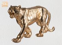 China Large Gold Leafed Polyresin Animal Figurines Tiger Sculpture Table Statue for sale