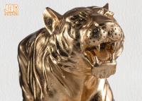 China Large Gold Leafed Polyresin Animal Figurines Tiger Sculpture Table Statue for sale