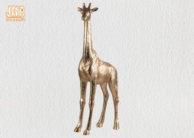 China Gold Leaf Fiberglass Giraffe Sculpture Standing Animal Figurines Table Statue for sale