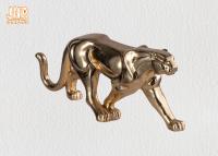China 130cm Leopard Sculpture Decor With Gold Leaf Finish Polyresin Animal Statue for sale
