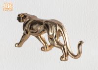 China 130cm Leopard Sculpture Decor With Gold Leaf Finish Polyresin Animal Statue for sale