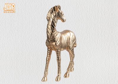 China Table Decor Polyresin Zebra Statue Fiberglass Animal Sculpture Gold Leafed for sale