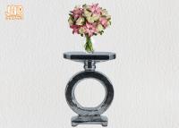 China Silver Mirror Mosaic Fiberglass Furniture Modern Style Pedestal End Table for sale