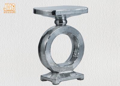 China Silver Mirror Mosaic Fiberglass Furniture Modern Style Pedestal End Table for sale