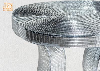 China Oval Top Silver Mirror Mosaic Glass Table / Pedestal for sale