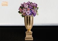 China Gold Leafed Fiberglass Table Vases Homewares Decorative Items Trumpet Floor Vases for sale