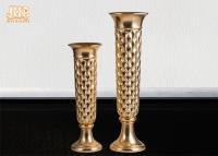 China Trumpet Shape Floor Vases Homewares Decorative Items Gold Leafed Fiberglass Table Vases for sale