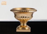China 3 Sizes Classic Fiberglass Flower Pots Gold Leafed Finish Poly Resin Planters for sale