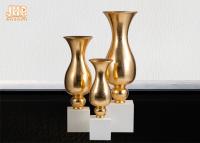 China Glossy Gold Fiberglass Decorative Planters Trumpet Shape for sale