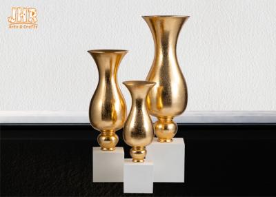 China Glossy Gold Fiberglass Decorative Planters Trumpet Shape for sale