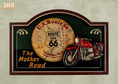China Home Decor Antique Wooden Wall Plaques Resin Motorcycle Wall Decor Pub Signs for sale