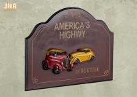 China Decorative Wood Wall Plaques 3D Resin Car Wall Decor Antique Wooden Wall Art Signs Red Color for sale