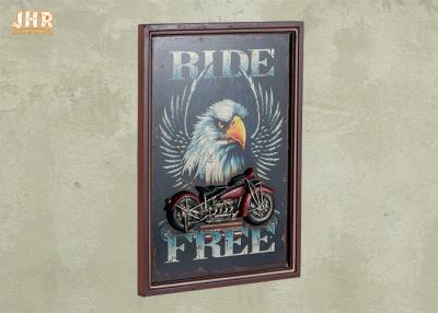 China Resin Motorcycle Wall Decor Wooden Wall Plaques Vertical MDF Framed Wall Signs Pub Sign for sale