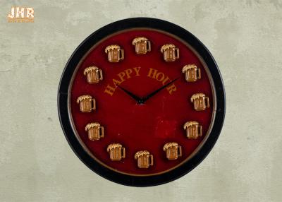 China Round Wood Wall Clock Round Wall Clock Decorative Wall Art Signs Vintage / Retro Style for sale