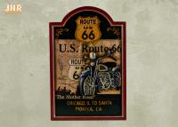 China Route 66 Wall Signs The Mother Road Wall Decor Antique Wooden Motorcycle Wall Plaques for sale