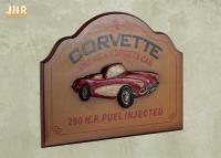 China Antique Sports Car Wall Decor Wooden Wall Plaques Pub Sign 3D Resin Car Wall Hanging Signs for sale