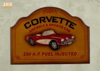China Antique Sports Car Wall Decor Wooden Wall Plaques Pub Sign 3D Resin Car Wall Hanging Signs for sale