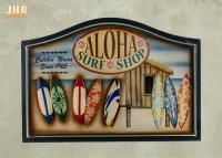 China Antique Beach Wall Decor Wooden Wall Hanging Plaques Decorative Surf Shop Wall Sign White Color for sale