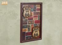China Wood Pub Wall Sign Route 66 Wall Decor Decorative MDF Wall Plaques 3D Wall Art Signs Red Color for sale