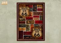 China Wood Pub Wall Sign Route 66 Wall Decor Decorative MDF Wall Plaques 3D Wall Art Signs Red Color for sale