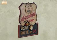 China Resin Motorcycle Wall Decor Wooden Wall Plaques Decorative Route 66 Wall Art Signs for sale
