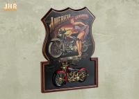 China Pub Sign Wooden Framed Wall Hanging Plaque Resin Motorcycle MDF Wall Art Signs for sale