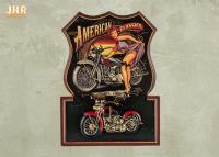 China Pub Sign Wooden Framed Wall Hanging Plaque Resin Motorcycle MDF Wall Art Signs for sale