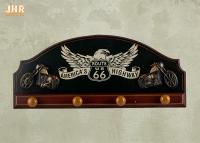 China Decorative Wood Clothes Hanger 3D Resin Motorcycle Wall Decor Antique Wooden Pub Signs for sale