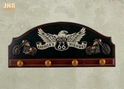 China Decorative Wood Clothes Hanger 3D Resin Motorcycle Wall Decor Antique Wooden Pub Signs for sale