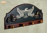 China Decorative Wood Clothes Hanger 3D Resin Motorcycle Wall Decor Antique Wooden Pub Signs for sale