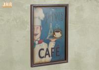 China Blue Wall Hanging Plaques Coffee House Wall Decor Antique Wooden Wall Art Signs for sale