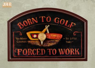 China Golf Club Wall Decor Decorative MDF Wall Plaques 3D Wall Art Signs Pub Sign Green Color for sale