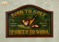 China Home Decor Antique Wooden Wall Signs Golf Club Wall Art Signs 3D Golf Wall Signs for sale