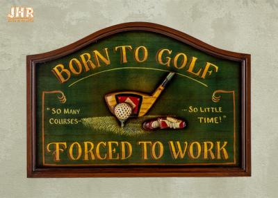 China Home Decor Antique Wooden Wall Signs Golf Club Wall Art Signs 3D Golf Wall Signs for sale
