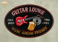 China Personalized Antique Wall Art Sign Pub Sign Wall Decor Oval Shape Guitar Lounge for sale