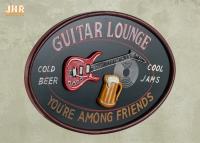 China Personalized Antique Wall Art Sign Pub Sign Wall Decor Oval Shape Guitar Lounge for sale